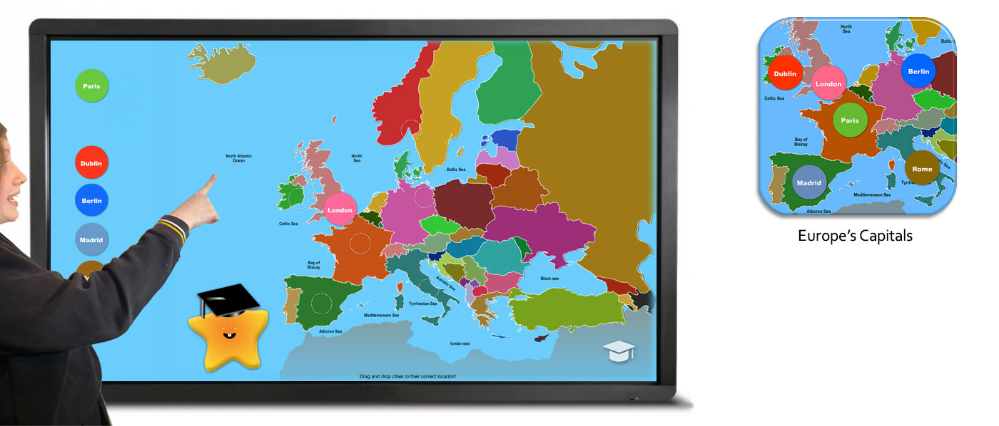 Geography games for interactive Display – Touchscreen Learning. Bespoke ...